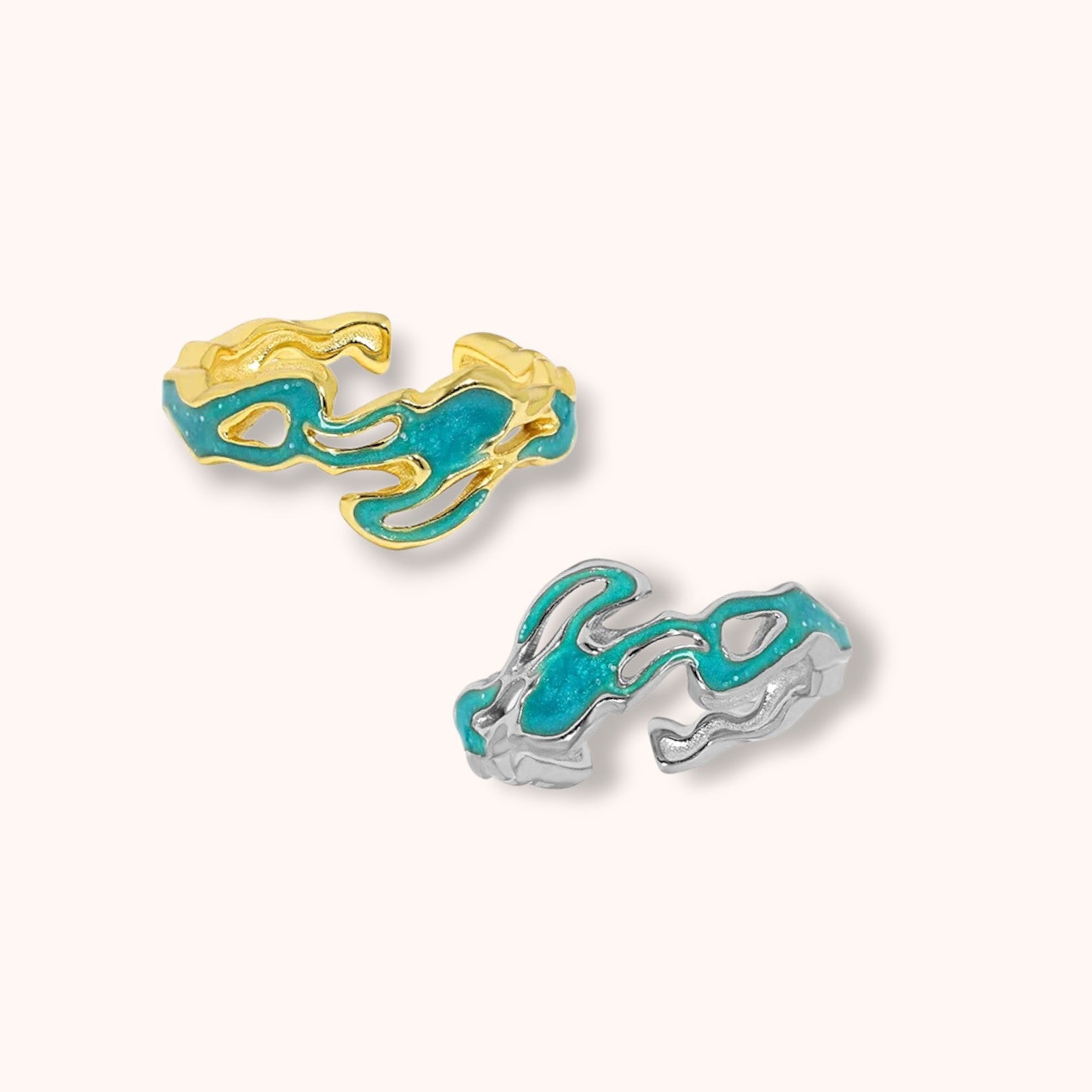 Wave Flow Unique Adjustable 925 Sterling Silver Ring – Mare D'Oro